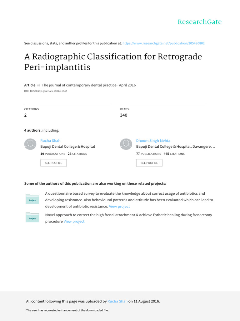 A Radiographic Classification For Retrograde | PDF | Periodontology ...