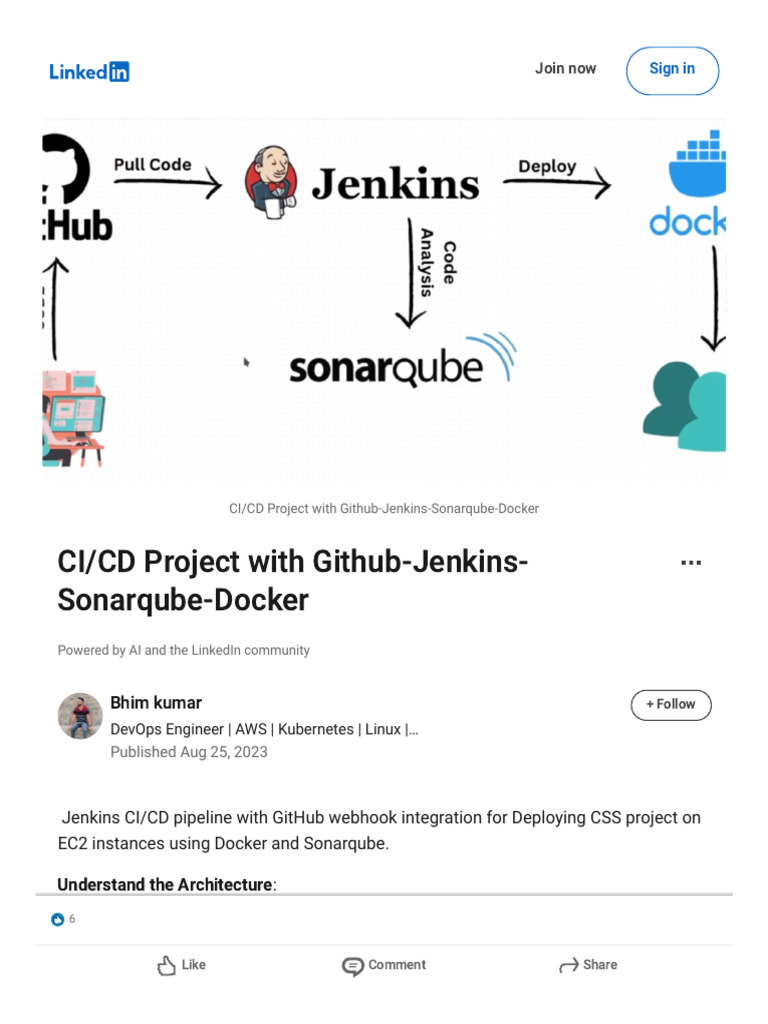 CI - CD Project With Github-Jenkins-Sonarqube-Docker | PDF | Cloud Computing | Sudo