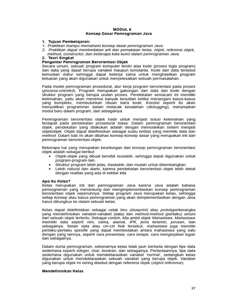 MODUL-6 Konsep Dasar Pemrograman Java - Compressed | PDF