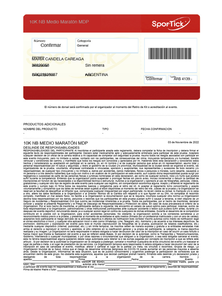 10K NB Medio Marat N MDP - Voucher de Inscripción SporTick | PDF | Esfera pública