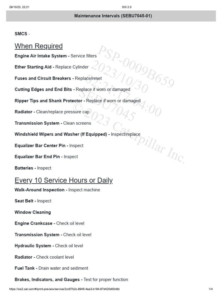 Engine Maintenance Schedule Overview | PDF | Engines | Vehicle Technology