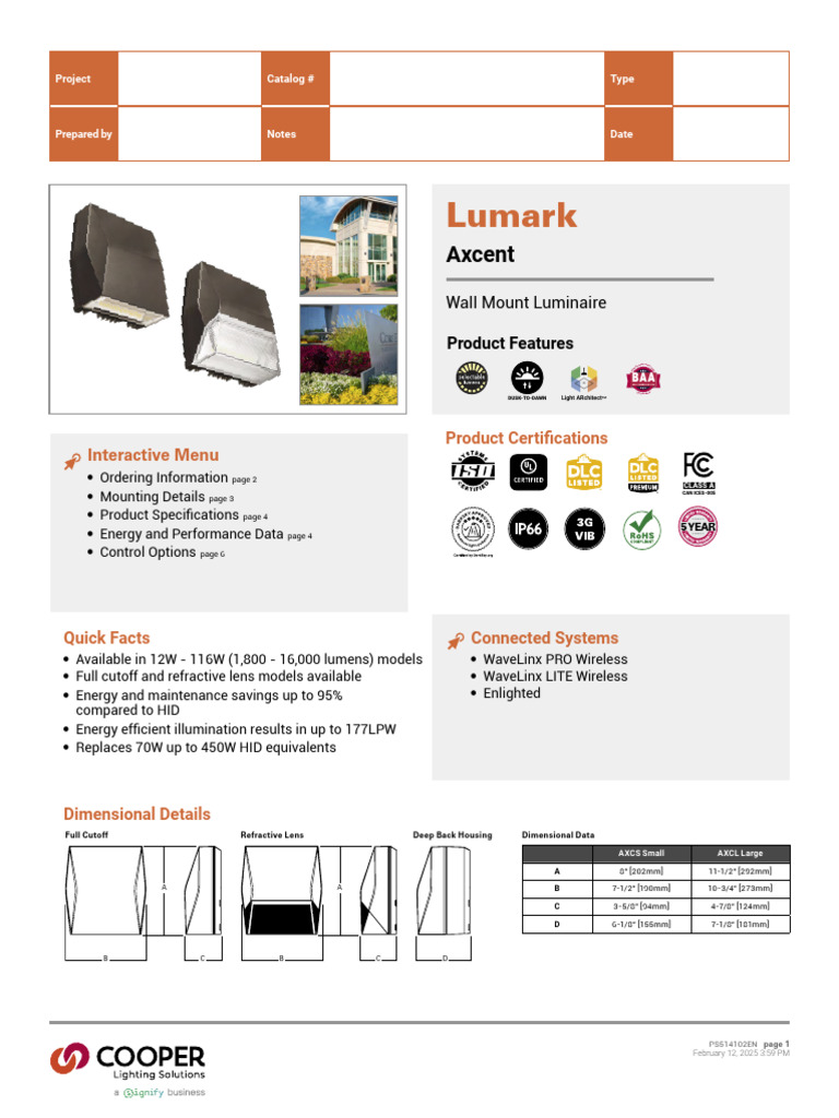Cooper Lighting Lumark Axcs Axcl Axcent Warranty | PDF | Lighting ...