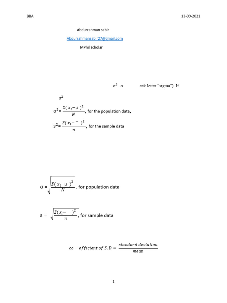 Variance and Standard Deviation Explained | PDF | Variance | Standard ...