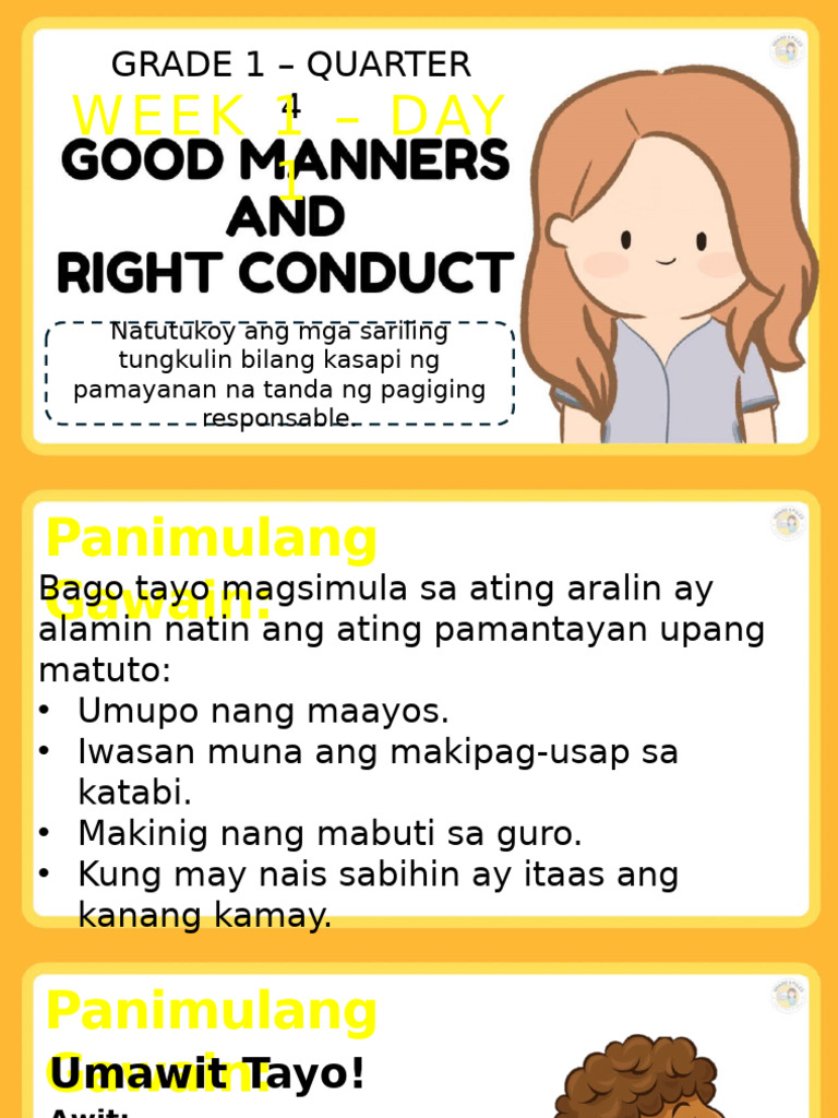 Grade 1 Q4 GMRC Week 1 | PDF