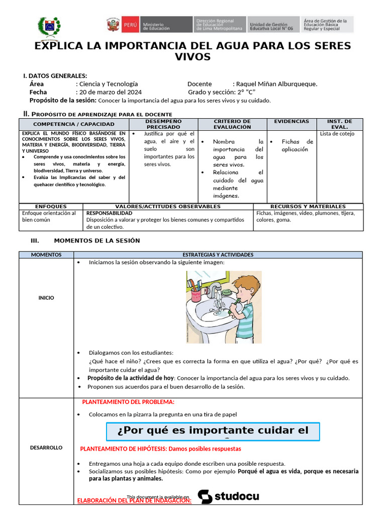 Importancia del Agua para la Vida | PDF | Agua | Hipótesis