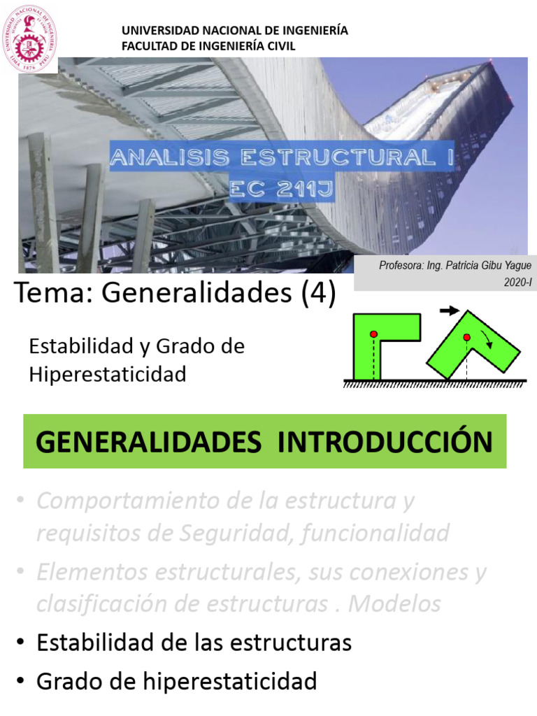 EC211J-2020-1 PGY-CLASE 4-10jun-v001-ESTAB | PDF | Braguero | Física Aplicada e Interdisciplinaria