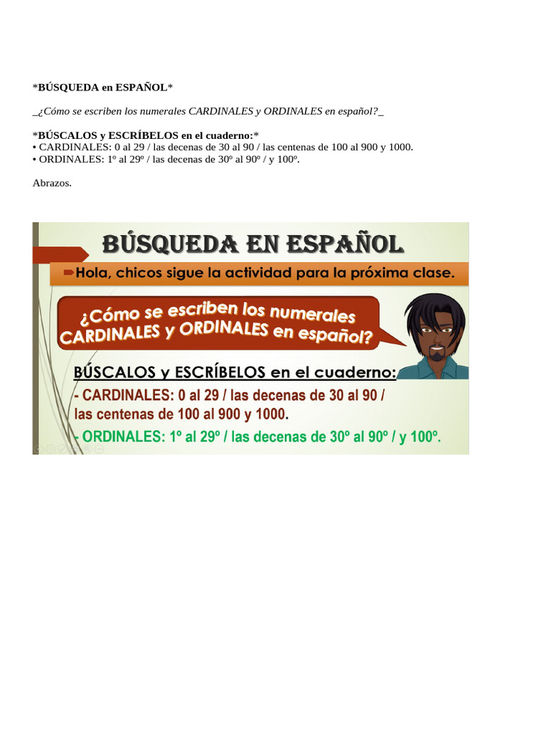 04 - Los Numerales - BÚSQUEDA de Cardinales y Ordinales | PDF