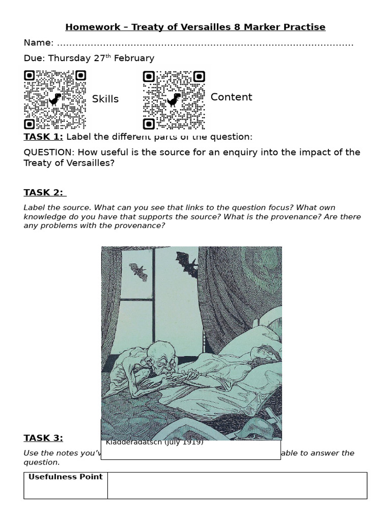 Versailles 8 Marker Homework | PDF