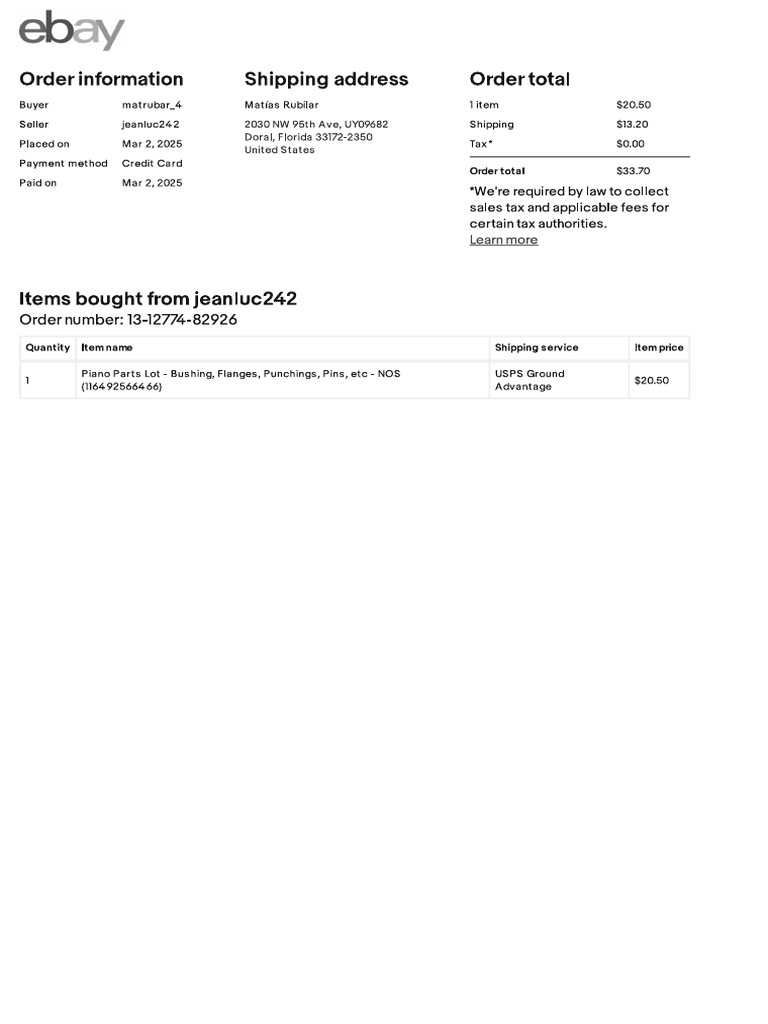 Order Details - Ebays | PDF