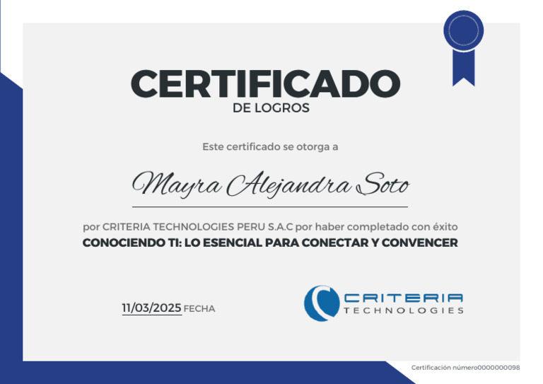 Certificado de Logros: Mayra Soto | PDF