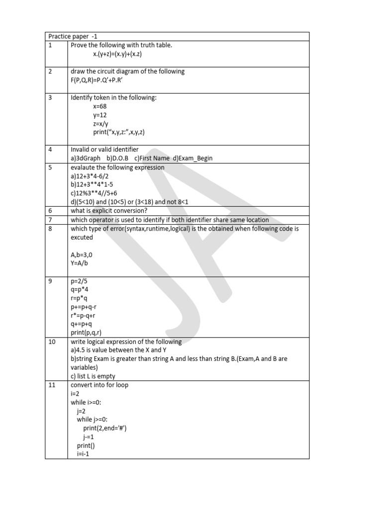 Practice Material1 Xi Cs Ques 2025 | PDF | Computer Science | Software ...