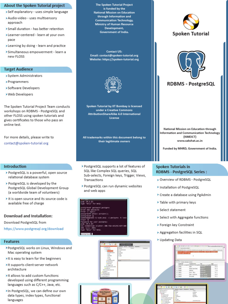 RDBMS PostgreSQL Brochure English | PDF | Postgre Sql | Sql