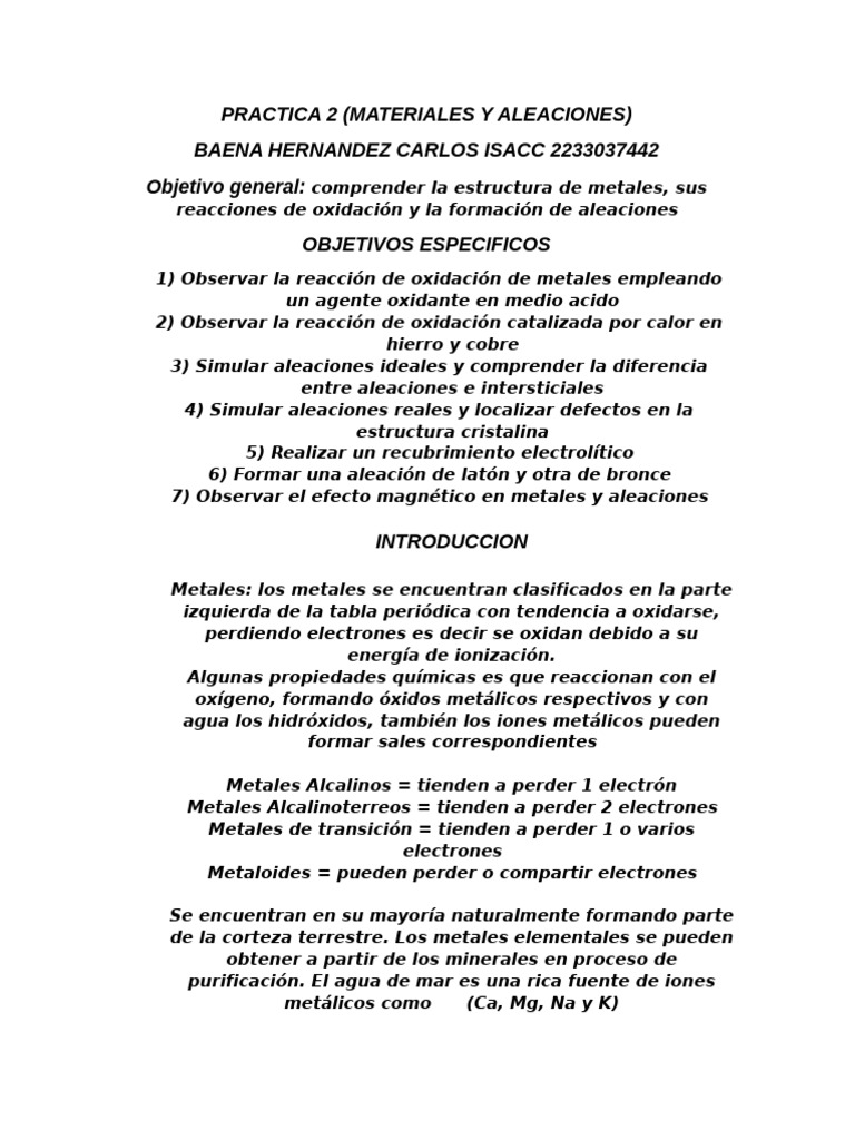 Practica 2 Laboratorio | PDF | Aleación | Rieles