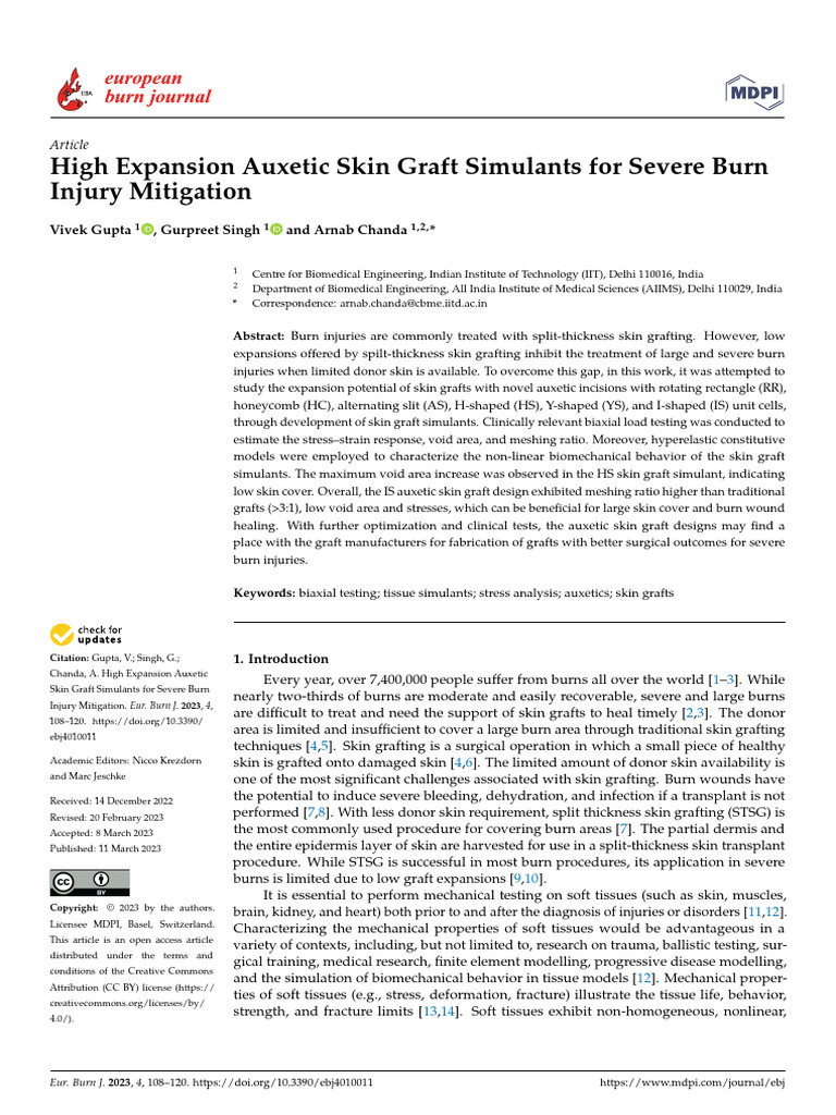 High Expansion Auxetic Skin Graft Simulants For Se | PDF | Burn ...