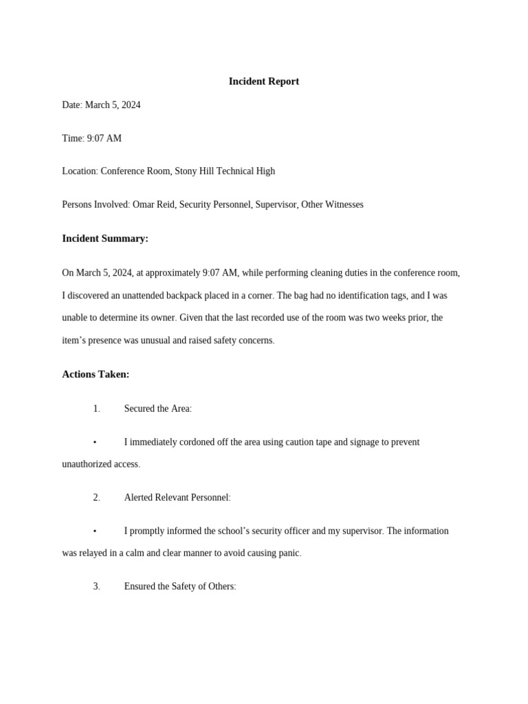 Incedent | PDF