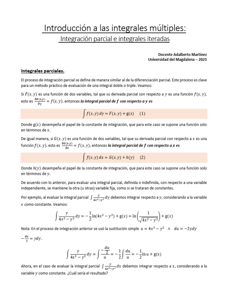 Clase 13 Introducción A La Integracion Multiple | PDF | Integral | Física Matemática