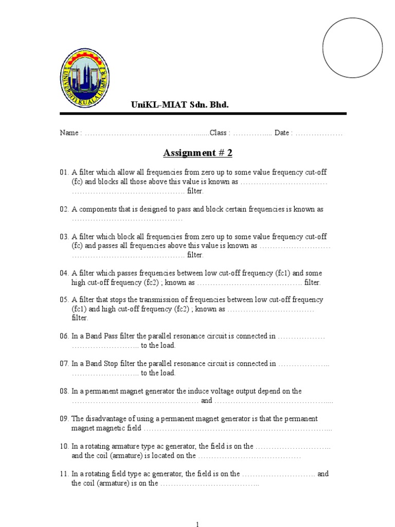 Assignment 2 Electrical Fundamental | PDF | Electric Generator ...