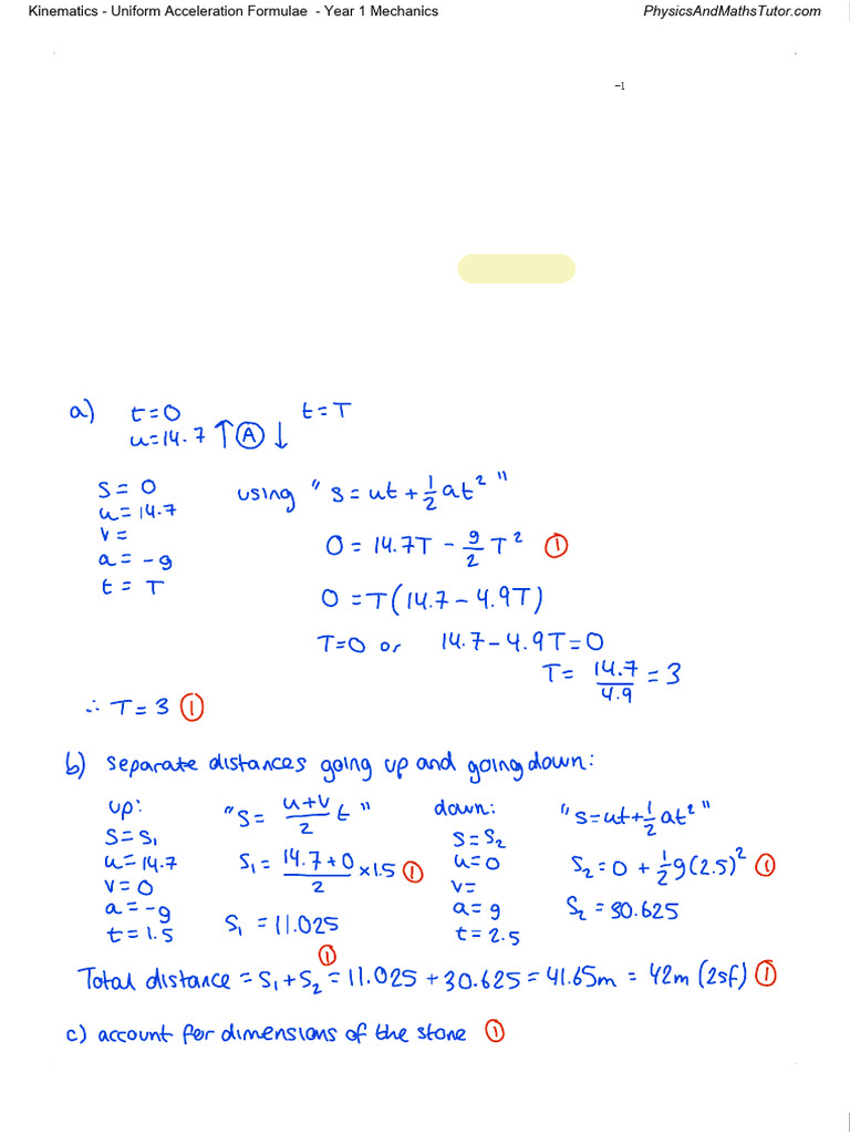 Kinematics - Uniform Acceleration Formulae MA | PDF | Acceleration | Kinematics