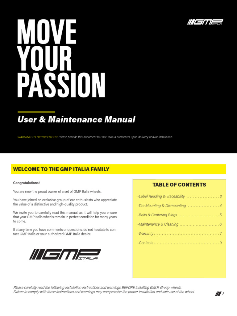 GMP Operation and Maintenance Manual en | PDF | Tire