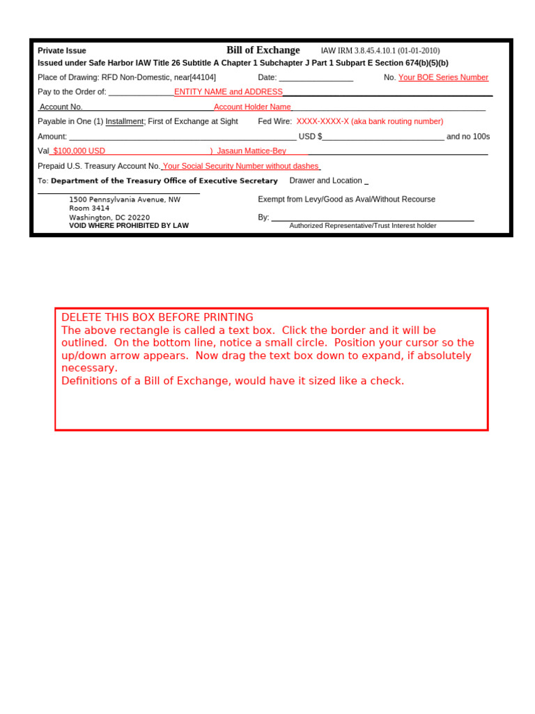 2 Bill of Exchange Template | PDF