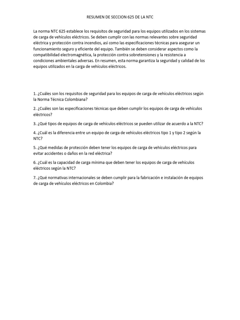 Resumen de Seccion 625 NTC 2024 | PDF