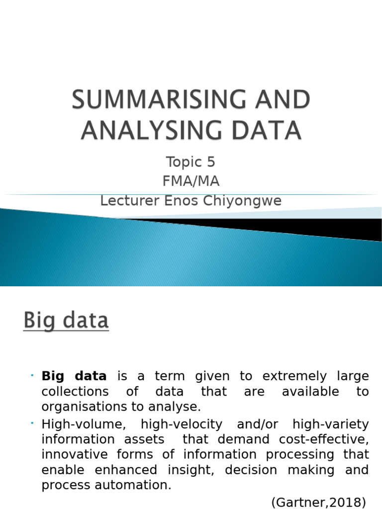 Summarising and Analysing Data - Topic 5 | PDF | Standard Deviation | Mean