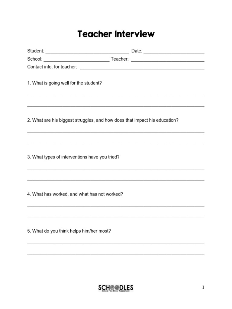 Teacher Interview Template for Student Support | PDF