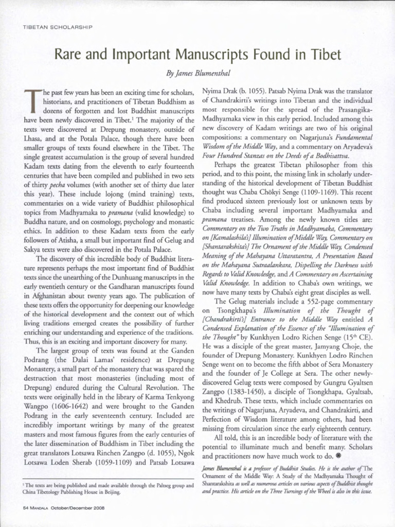 Rare and Important Manuscripts Found in Tibet | PDF | Tibetan Buddhism ...