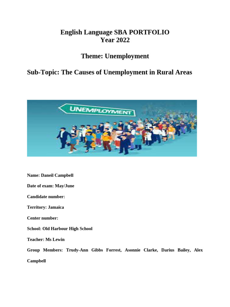 English SBA Portfolio 2022 | PDF | Unemployment | Employment