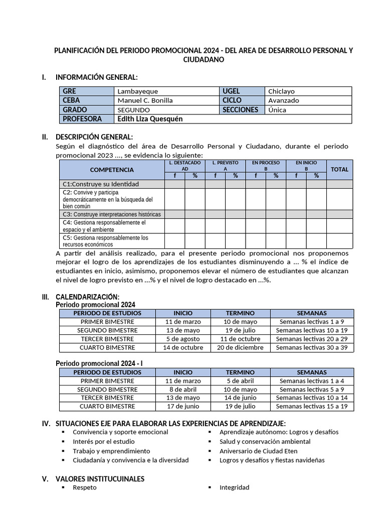 2 Periodo Promocional Dpc 2 Avanzado Pdf Aprendizaje Sustentabilidad