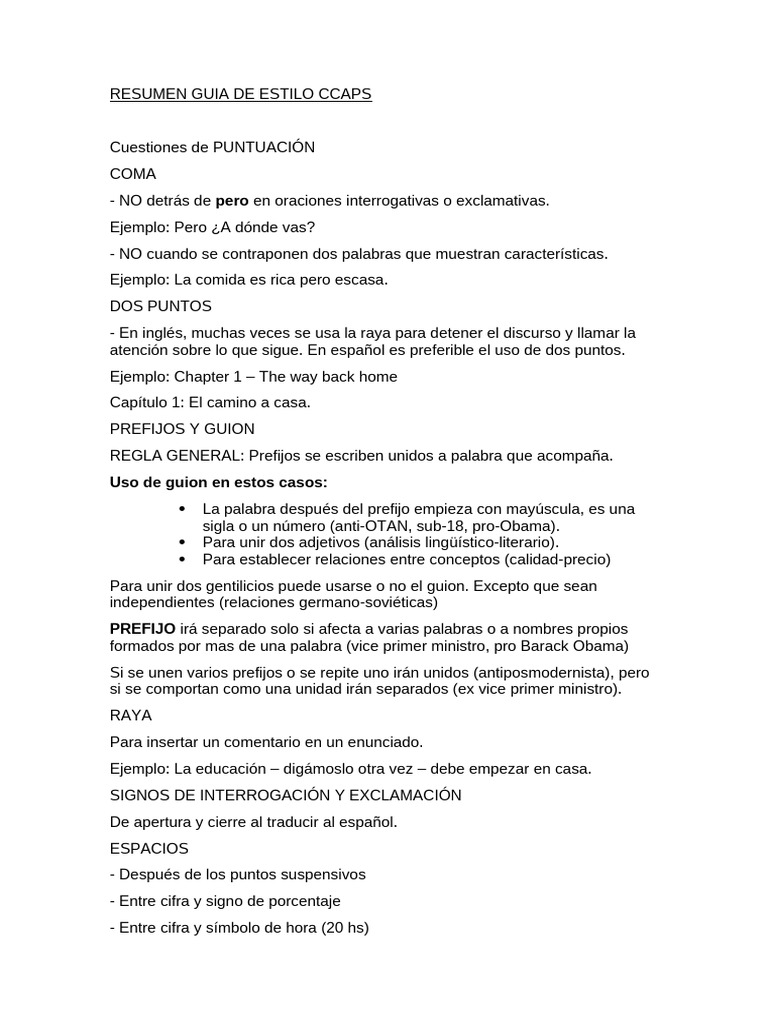 Resumen Guia de Estilo Ccaps | PDF | Coma | Puntuación
