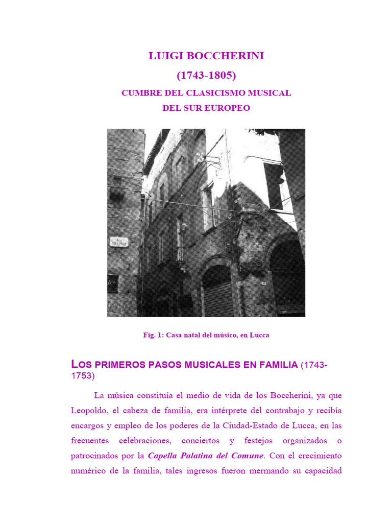 Biografía de Luigi Boccherini | PDF | Luigi Boccherini | Música clásica