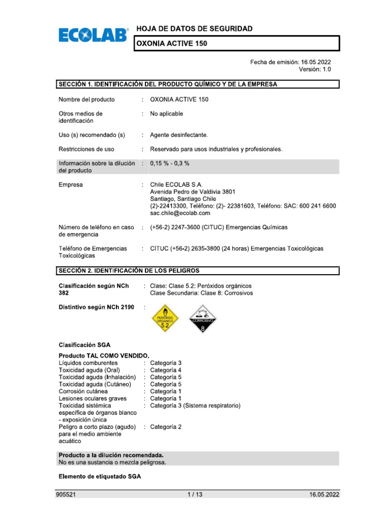 HDS Oxonia Activo 150 | PDF
