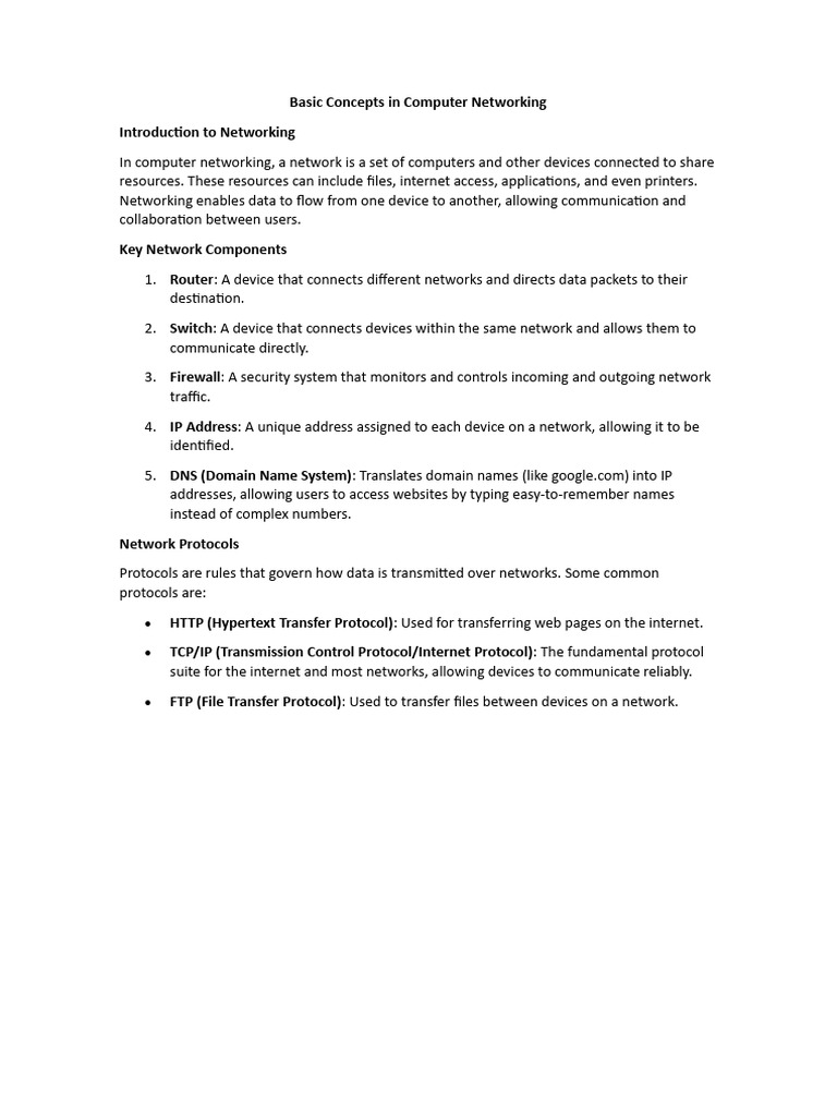 Basic Concepts in Computer Networking | PDF