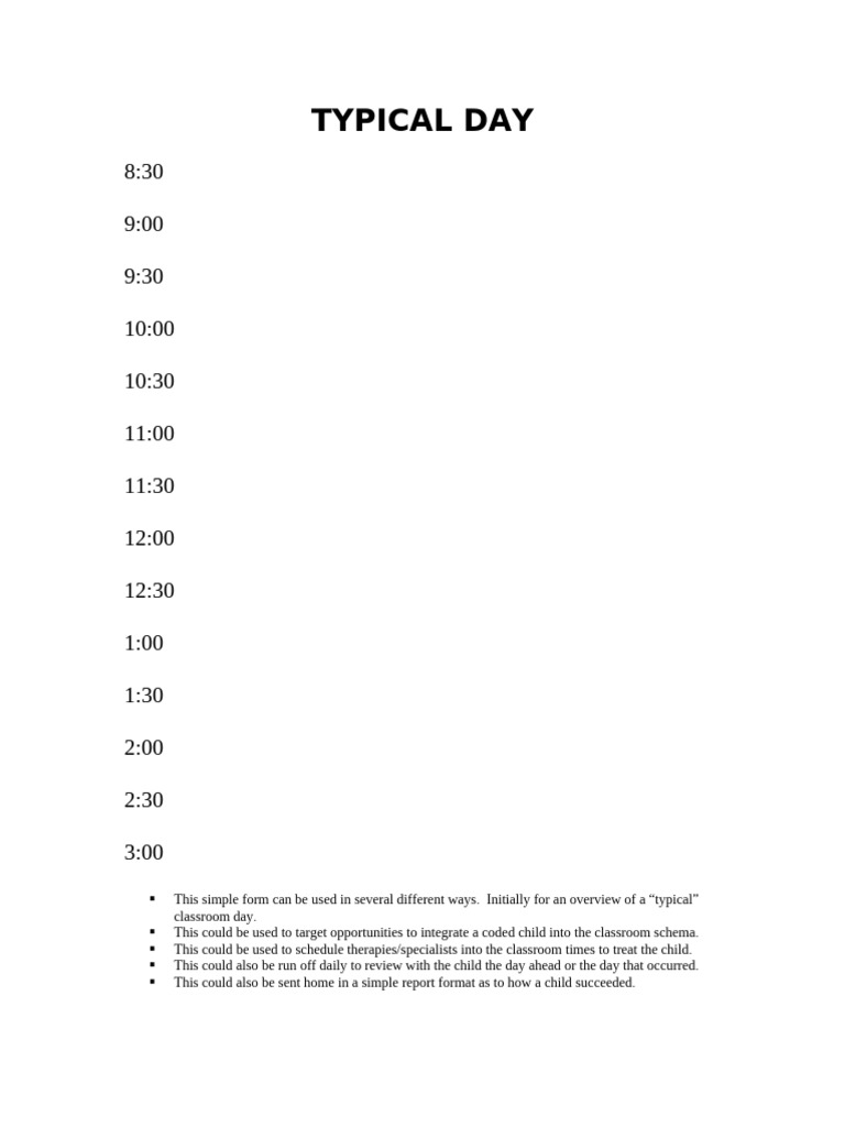Classroom Daily Schedule Overview | PDF