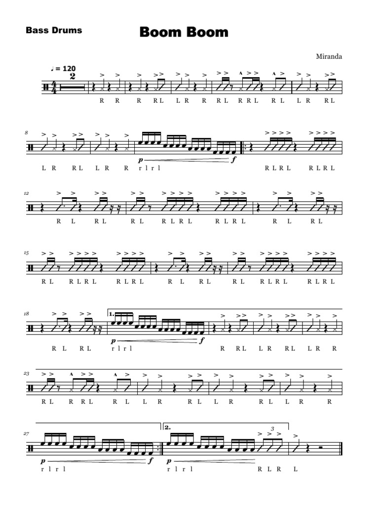 Boom Boom Cadence-Bass - Drums | PDF