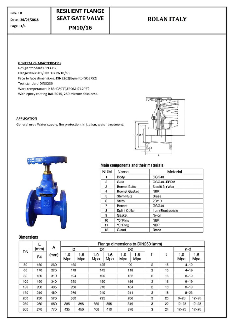 Valvula Tipo Compuerta Bridada Roland Italy BRIDA BRIDA | PDF