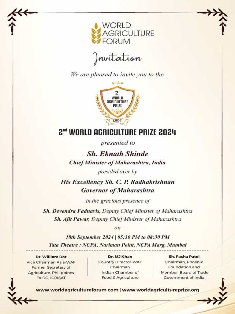 2nd World Agriculture Prize Ceremony | PDF | Government