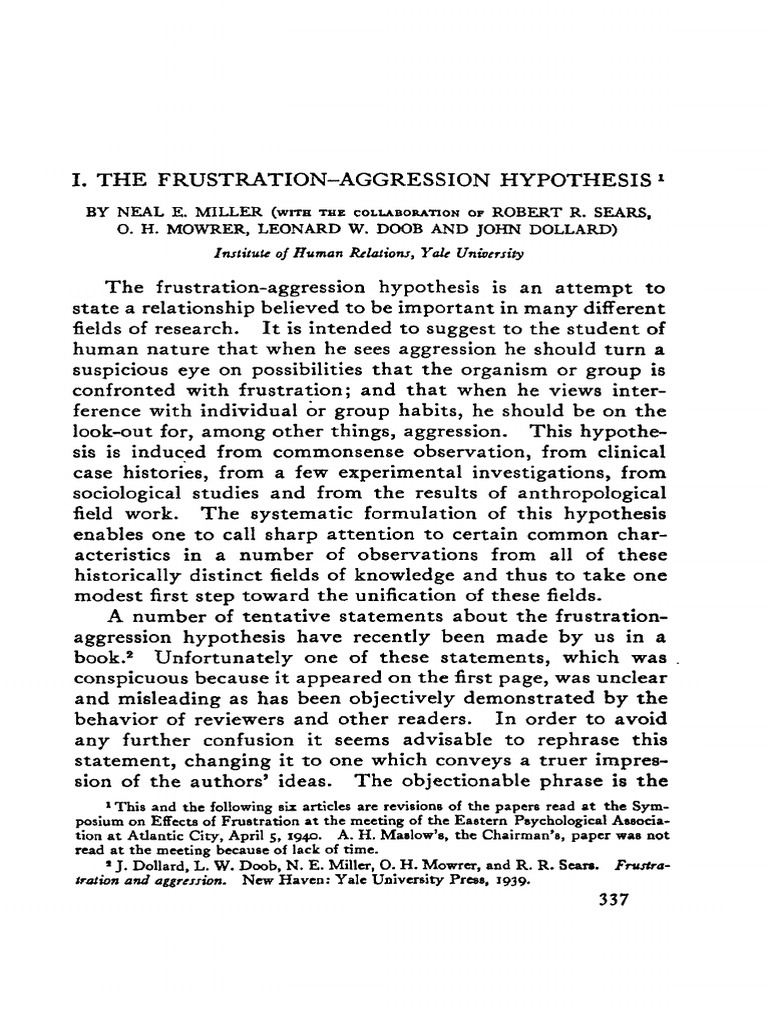 Clarifying the Frustration-Aggression Hypothesis | PDF | Aggression ...