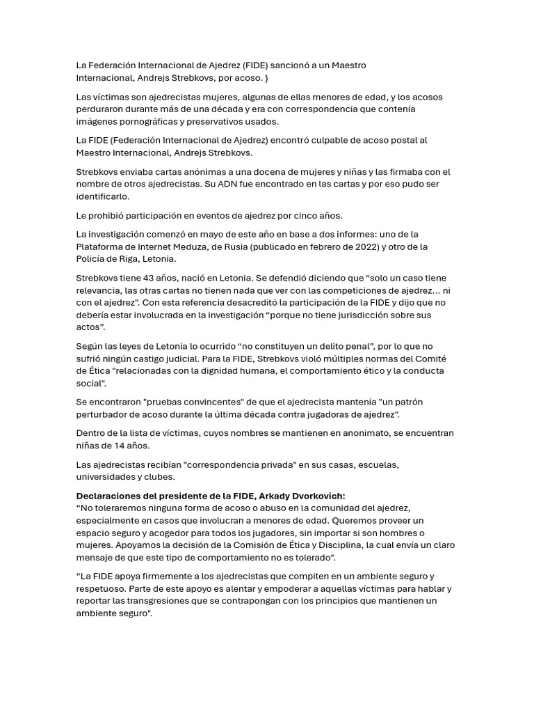 Crónica - Caso Andrejs Strebkovs | PDF | Anonimato | Ajedrez