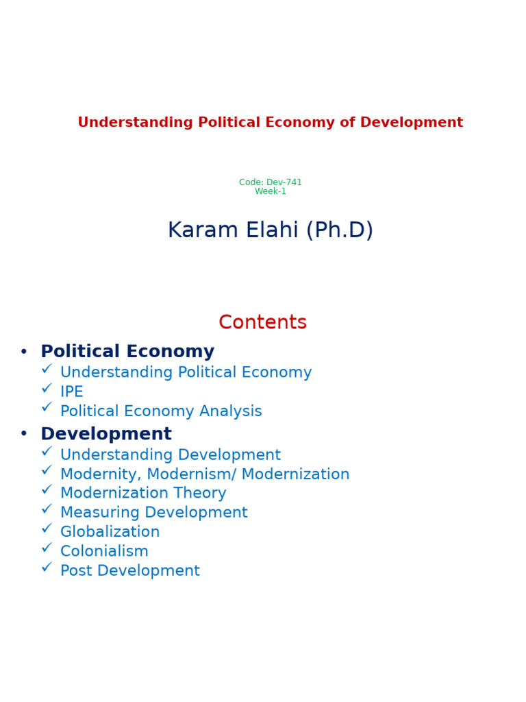 Political Economy of Development | PDF | Political Economy | Human ...