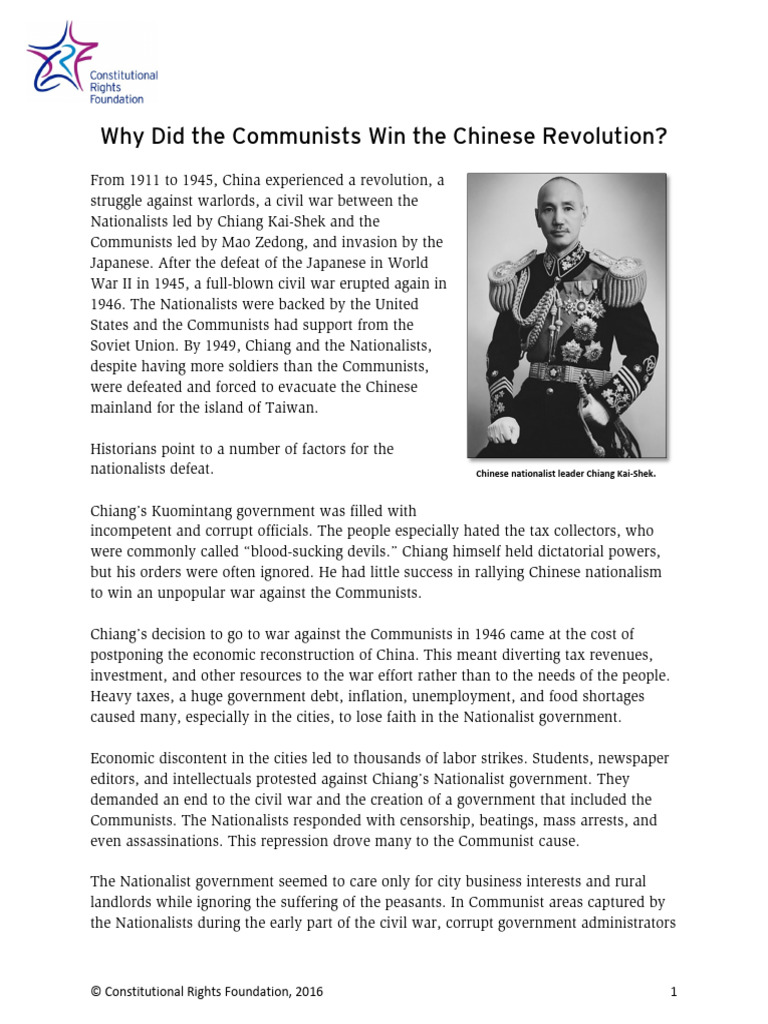 Factors Behind Communist Victory in China | PDF | Chinese Civil War ...