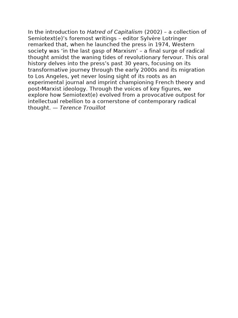 Frieze Magazine - Semiotext (E) - The Press That Rewrote The Rules | PDF