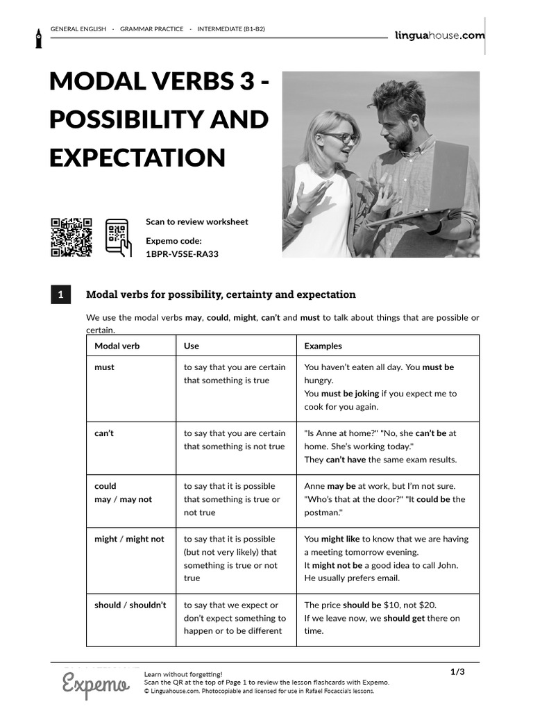 Modal Verbs 3 Possibility and Expectation British English Student | PDF | Linguistic Typology ...