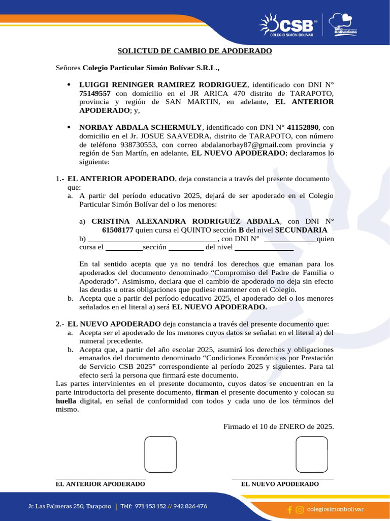 Cambio de Apoderado 2024 | PDF