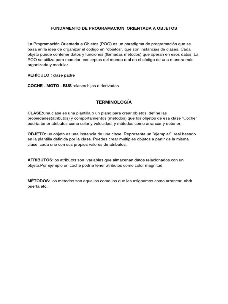 FUNDAMENTO DE PROGRAMACION ORIENTADA A OBJETOS | PDF
