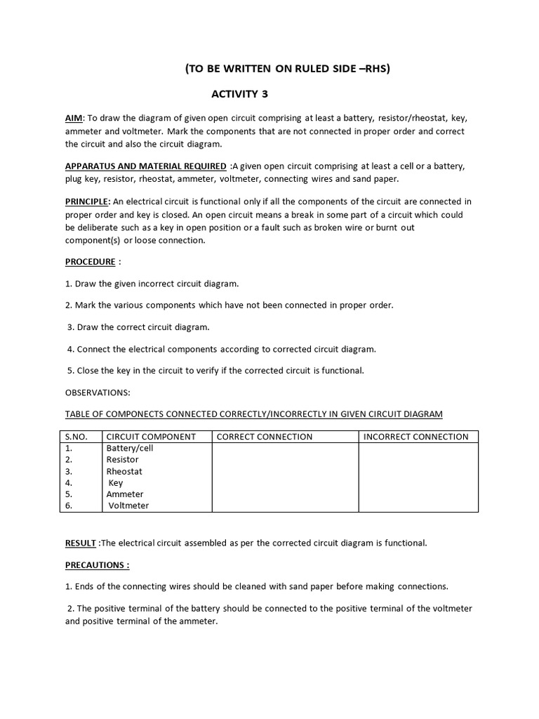 Activity 3 - Draw Diagram of Given Open CKT | PDF