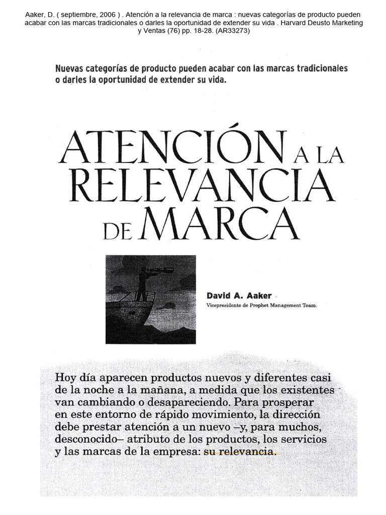 Atención a la relevancia de marca, D. Aaker | PDF