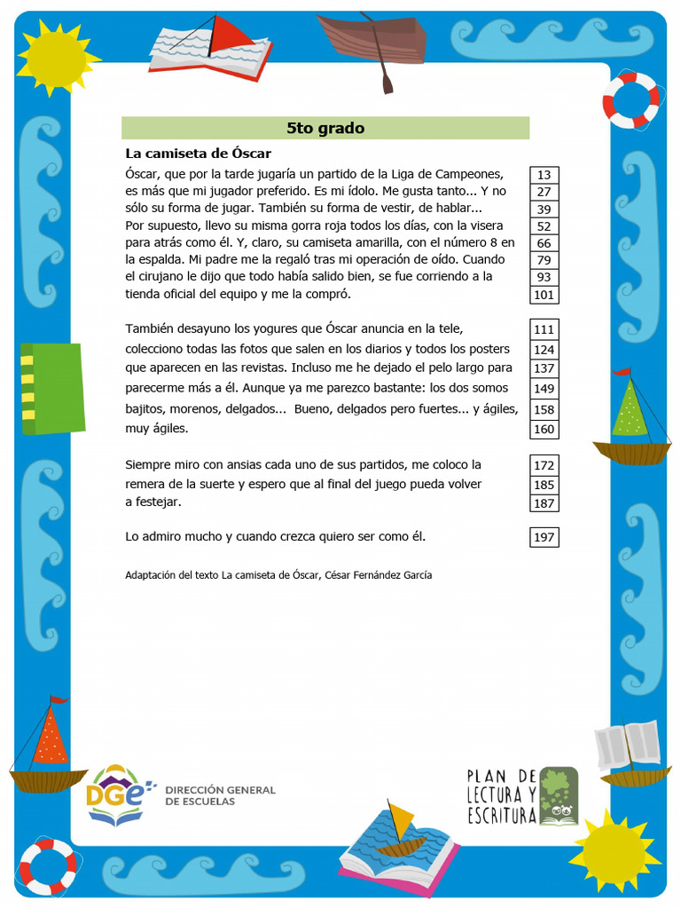 La camiseta de Óscar: un ídolo en 5to grado | PDF