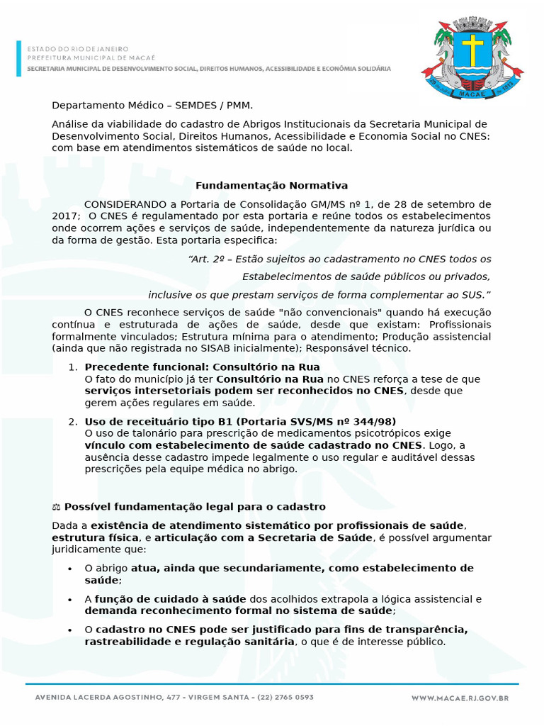 Analise Viabilidade CNES Nos Acolhimentos SUAS | PDF | Receita médica